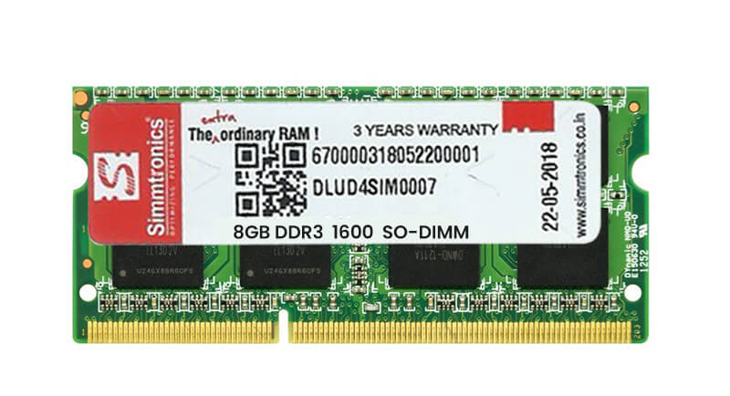 Buy Best 8GB DDR3 1600MHZ LAPTOP RAM Online at Simmtronics